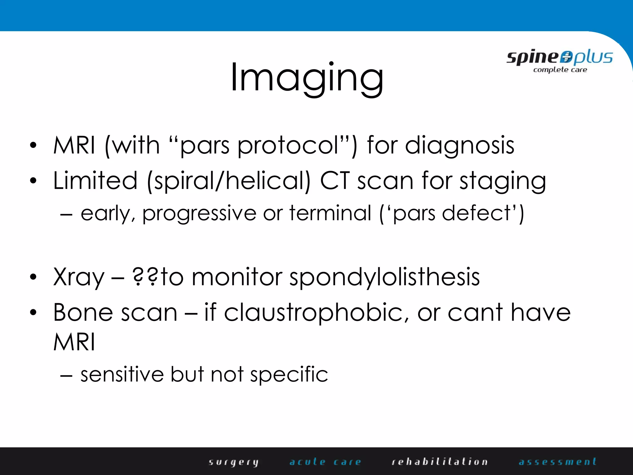 Pars defects and spondylolisthesis | PDF