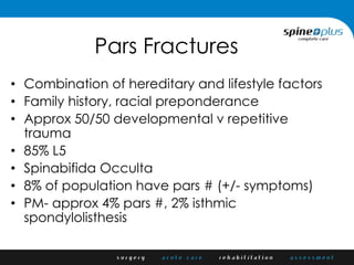 Pars defects and spondylolisthesis | PDF