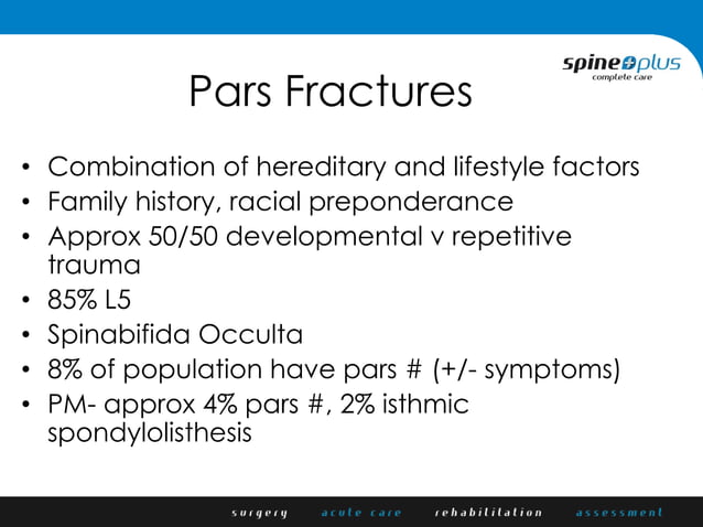 Pars defects and spondylolisthesis | PDF | Physical Therapy | Wellness