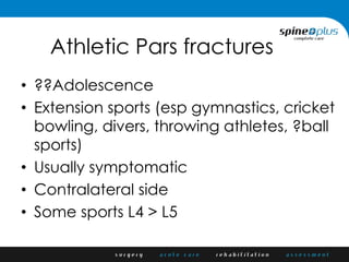 Pars defects and spondylolisthesis | PDF