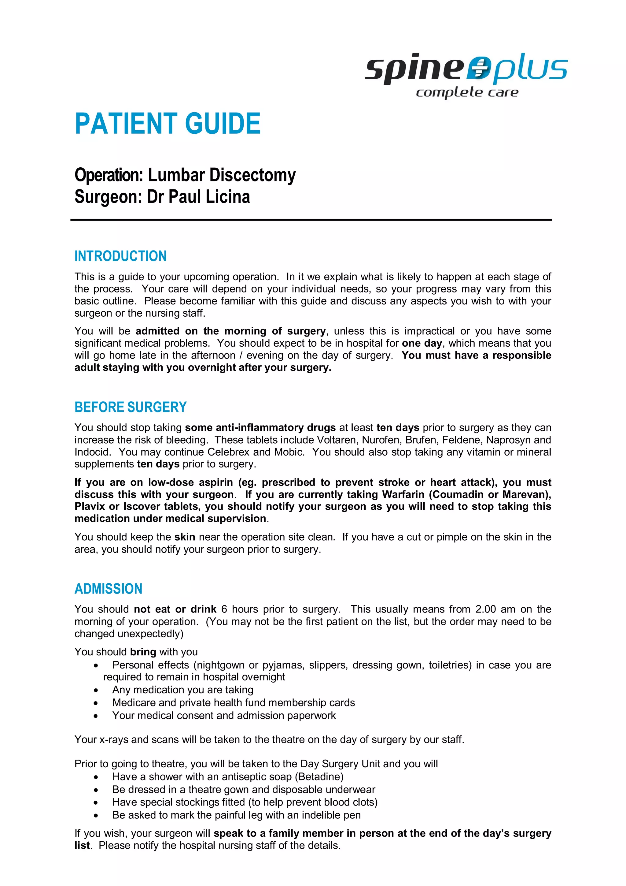 Discectomy Patient Pathway | PDF