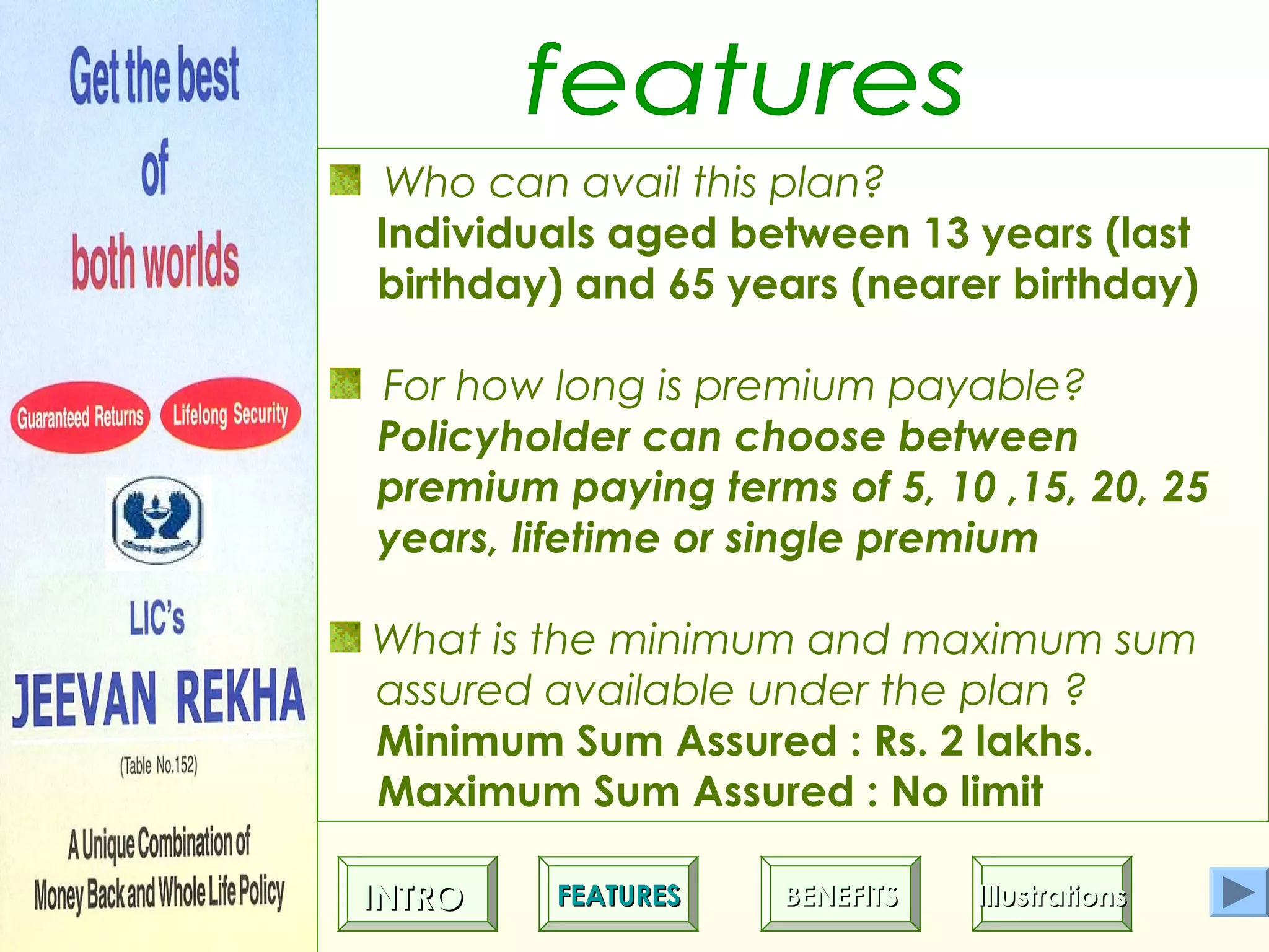 Lic jeevan rekha 152 | PPS