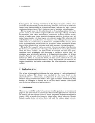 An Overview of Interactive Surfaces: Applications, Sensors, and ...