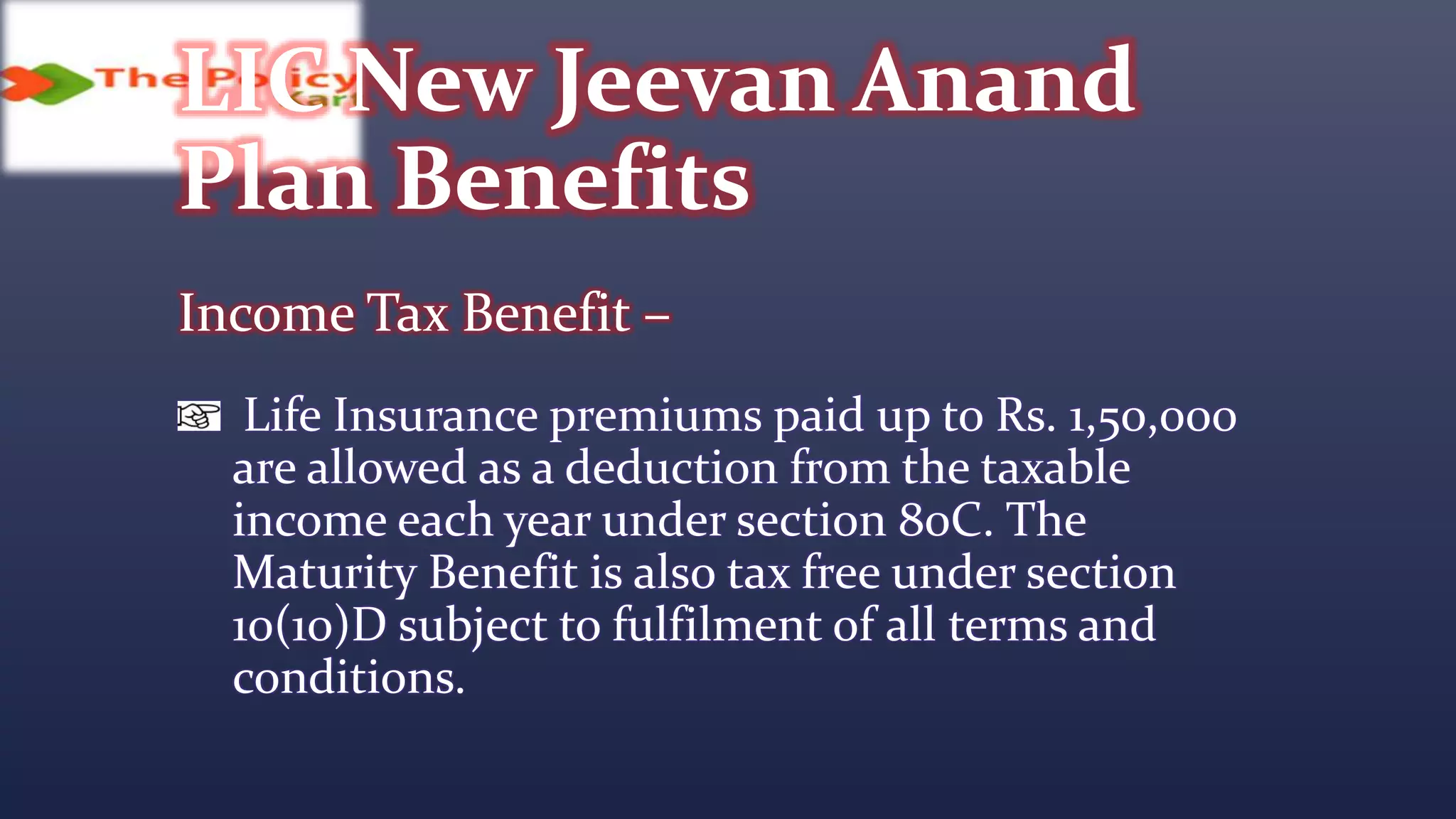 Lic new jeevan anand plan (table no. 815) | PPTX