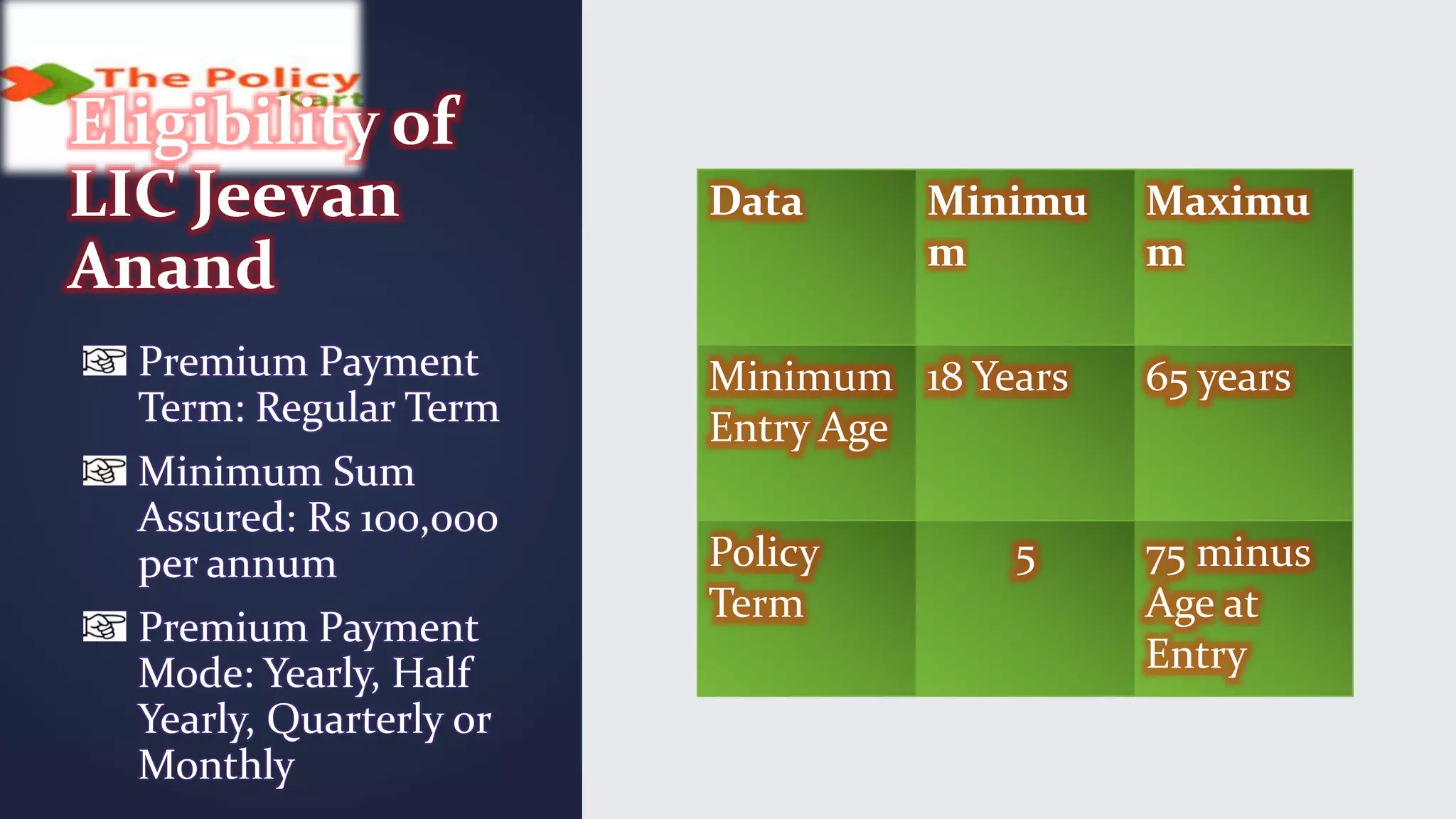 Lic new jeevan anand plan (table no. 815) | PPTX