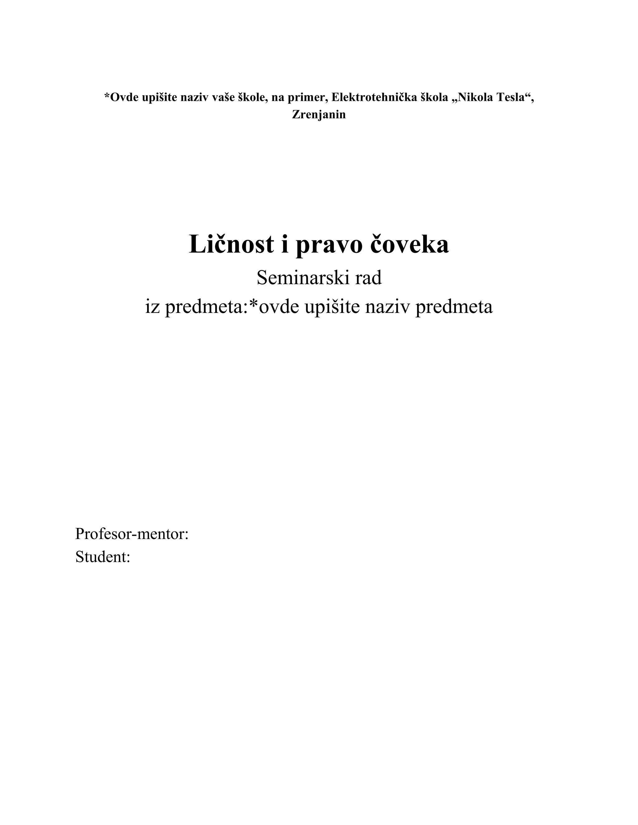 Licnost i pravo coveka sociologija | DOC