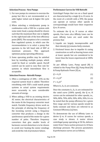 Affinity Laws for Variable Speed Centrifugal Pumps | PDF