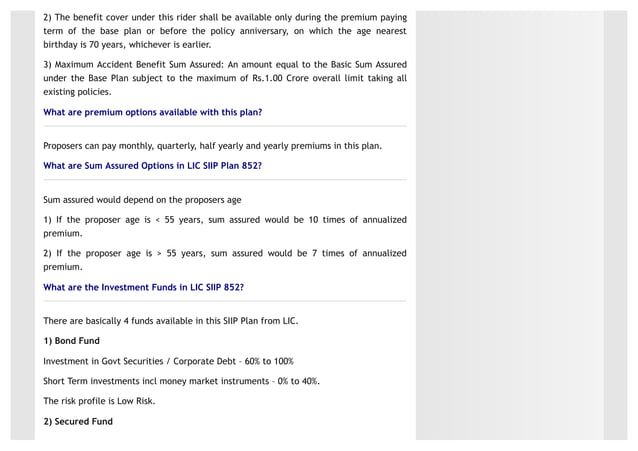 Lic siip ulip insurance plan | PDF | Life Insurance | Insurance
