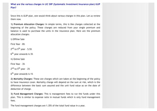 Lic siip ulip insurance plan | PDF