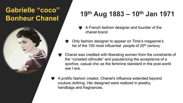 Coco Chanel - The legacy of an icon; fashion through feminism | PPT