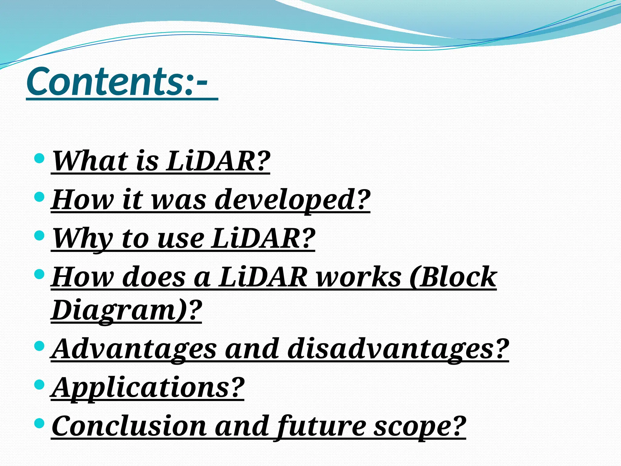 lidar light detection and ranging working | PPTX