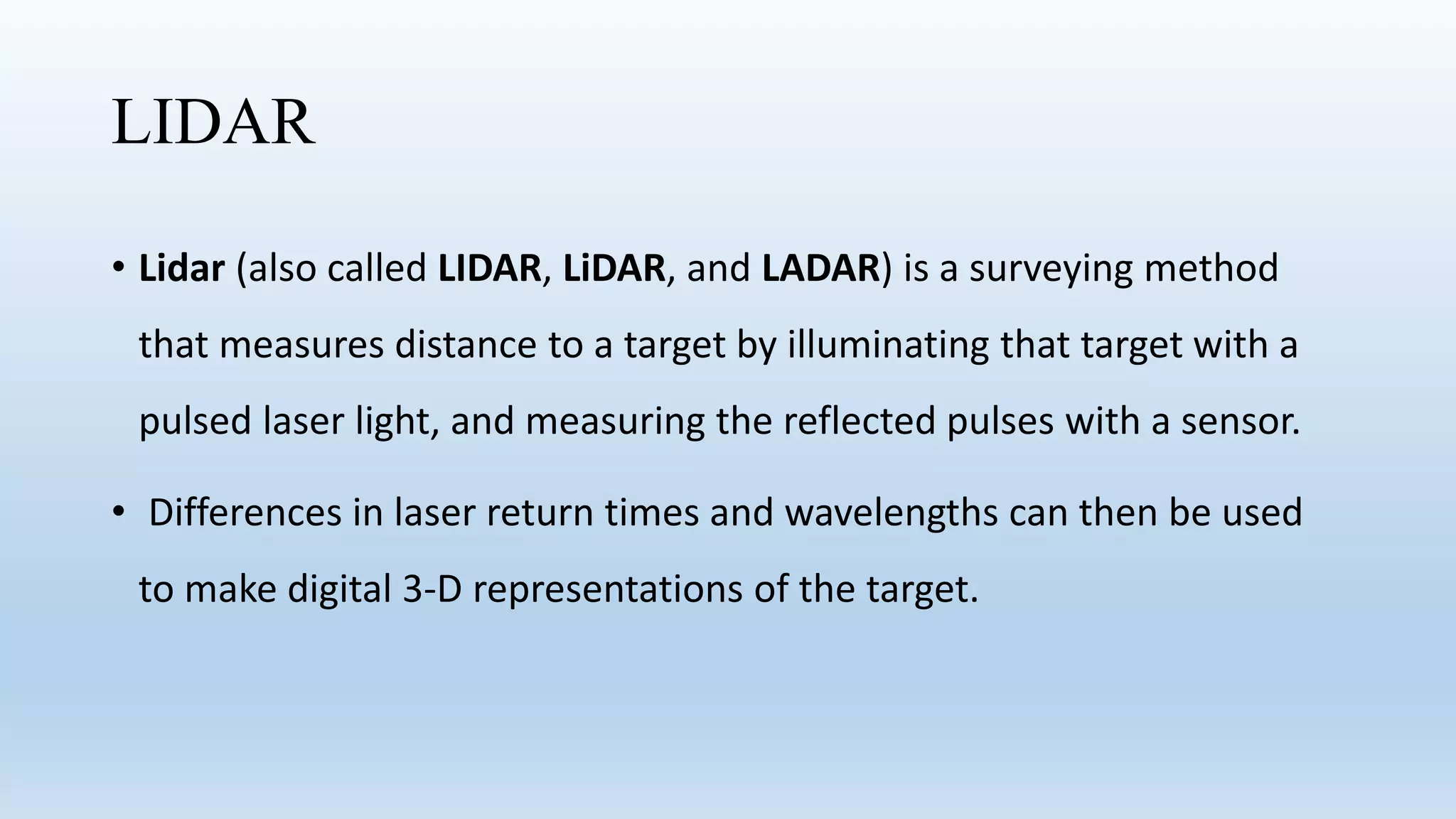 Lidar- light detection and ranging | PPTX