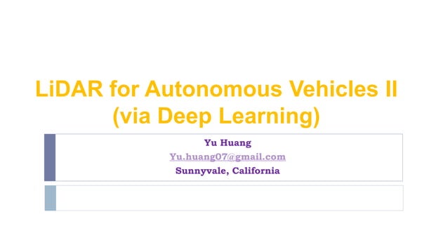 Lidar for Autonomous Driving II (via Deep Learning) | PDF