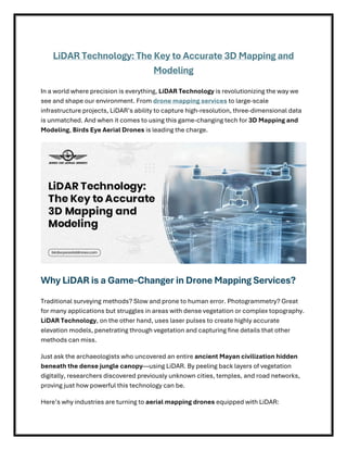 LiDAR Technology: The Key to Accurate 3D Mapping and Modeling | PDF