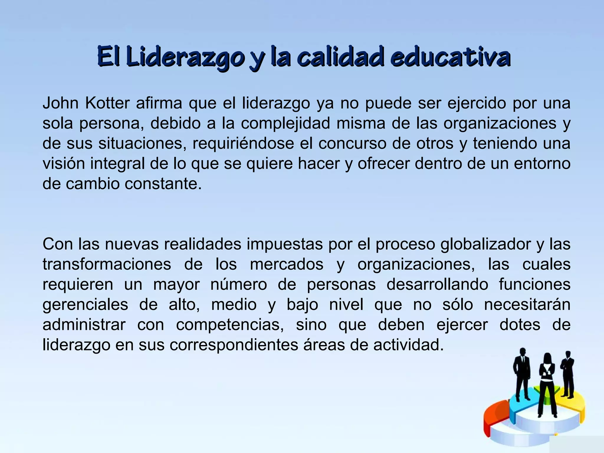 Liderazgo y administracion de la calidad en instituciones educativas | PPT