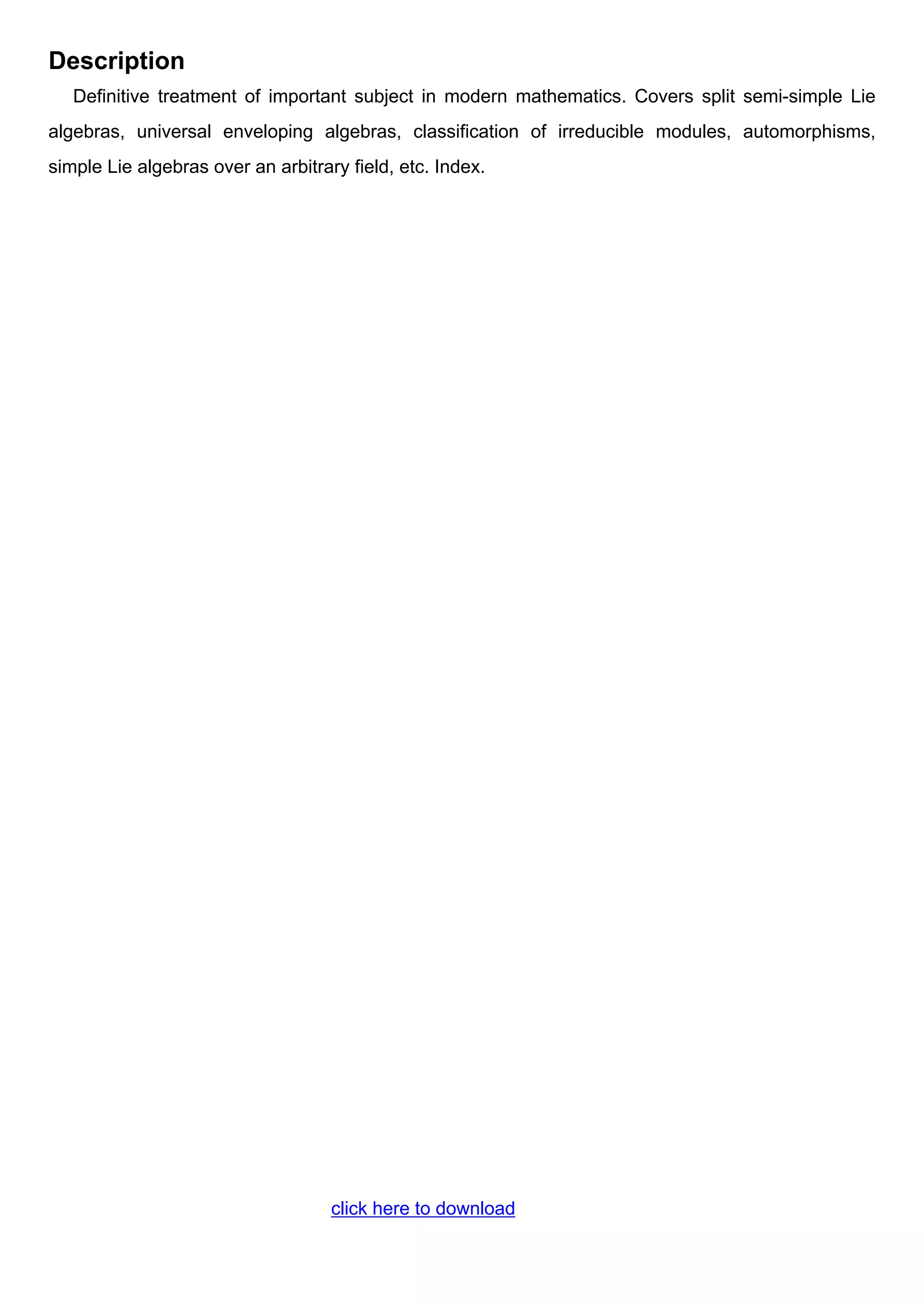 Lie algebras | PDF | Science