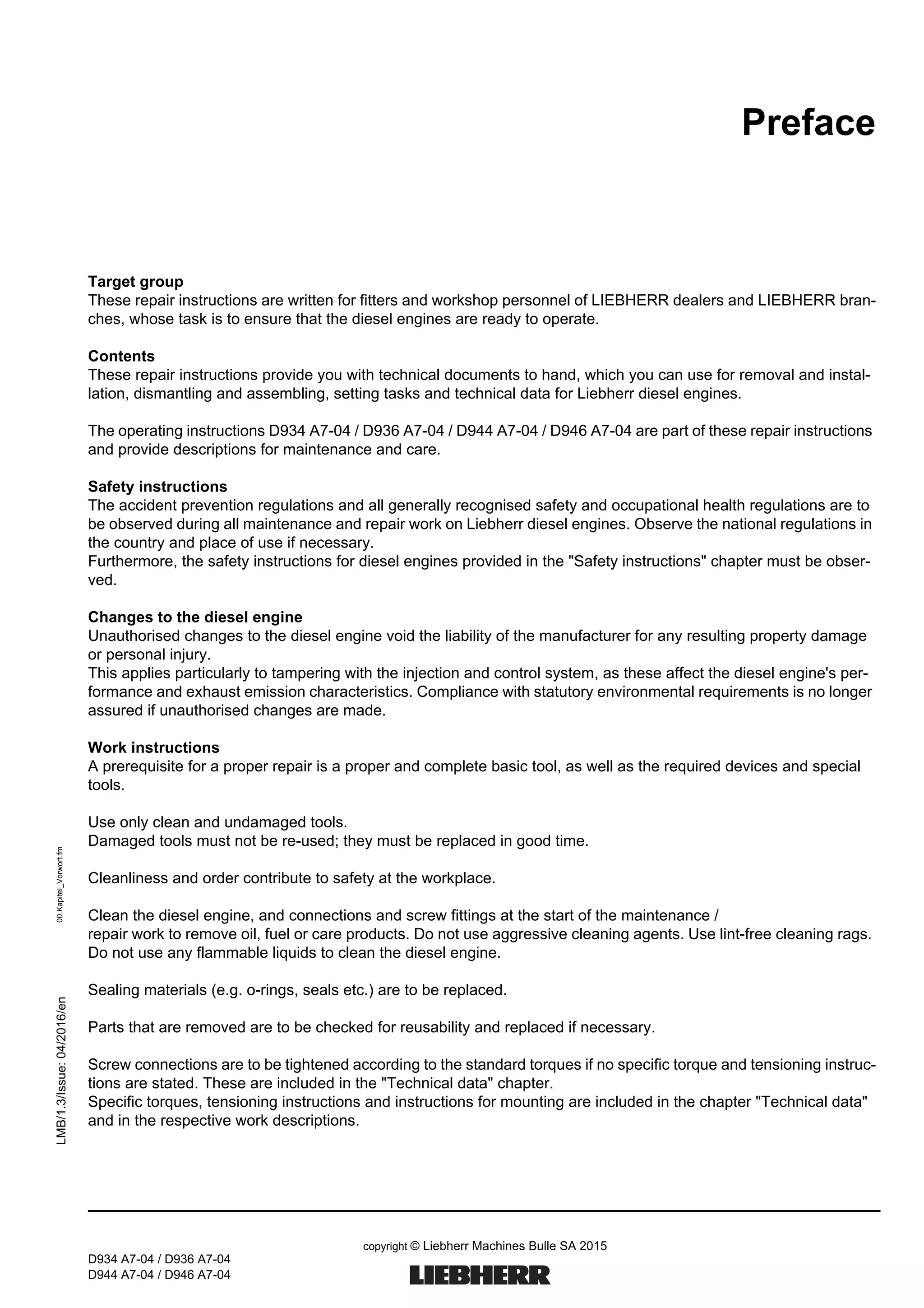 Liebherr d934 (a7 04) diesel engine service repair manual | PDF