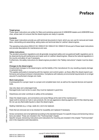 Liebherr d934 (a7 04) diesel engine service repair manual | PDF