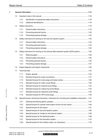 Liebherr d934 (a7 04) diesel engine service repair manual | PDF