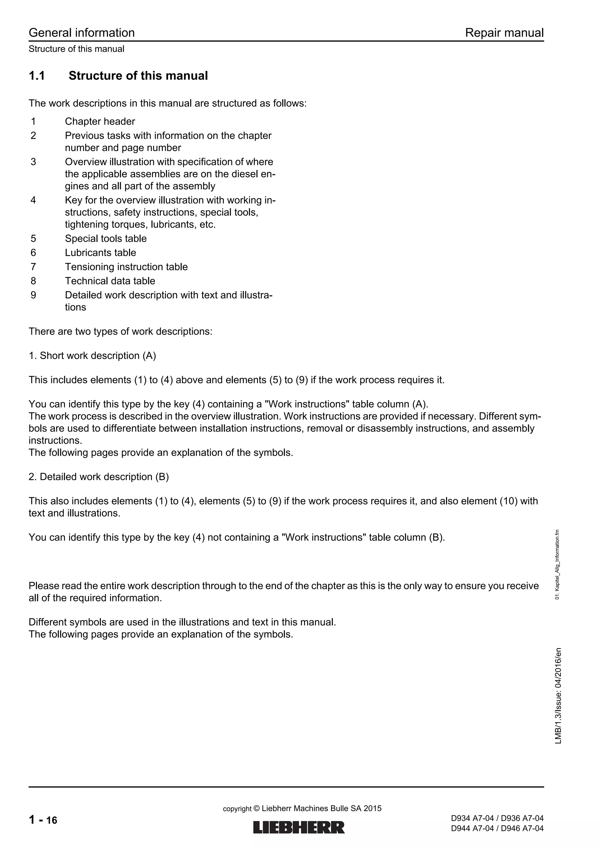 Liebherr d946 (a7 04) diesel engine service repair manual | PDF
