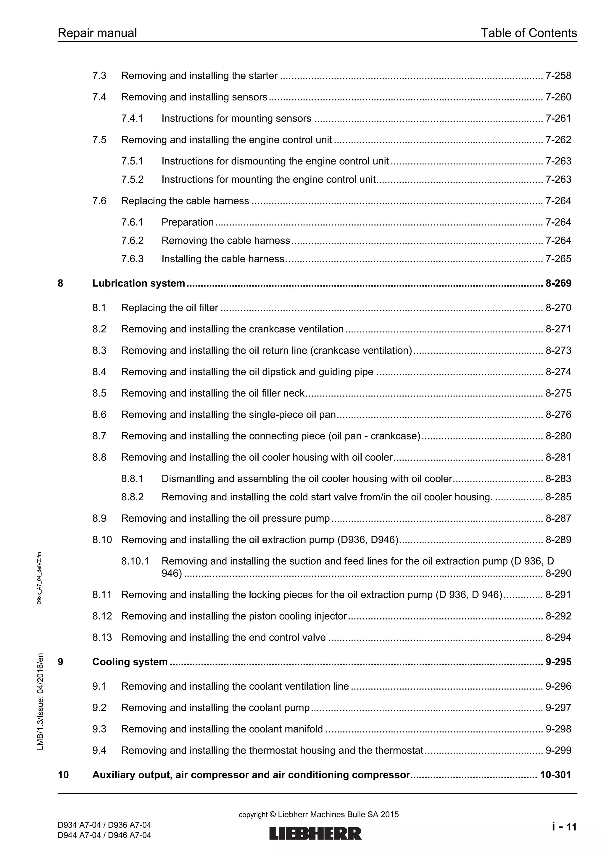 Liebherr d946 (a7 04) diesel engine service repair manual | PDF