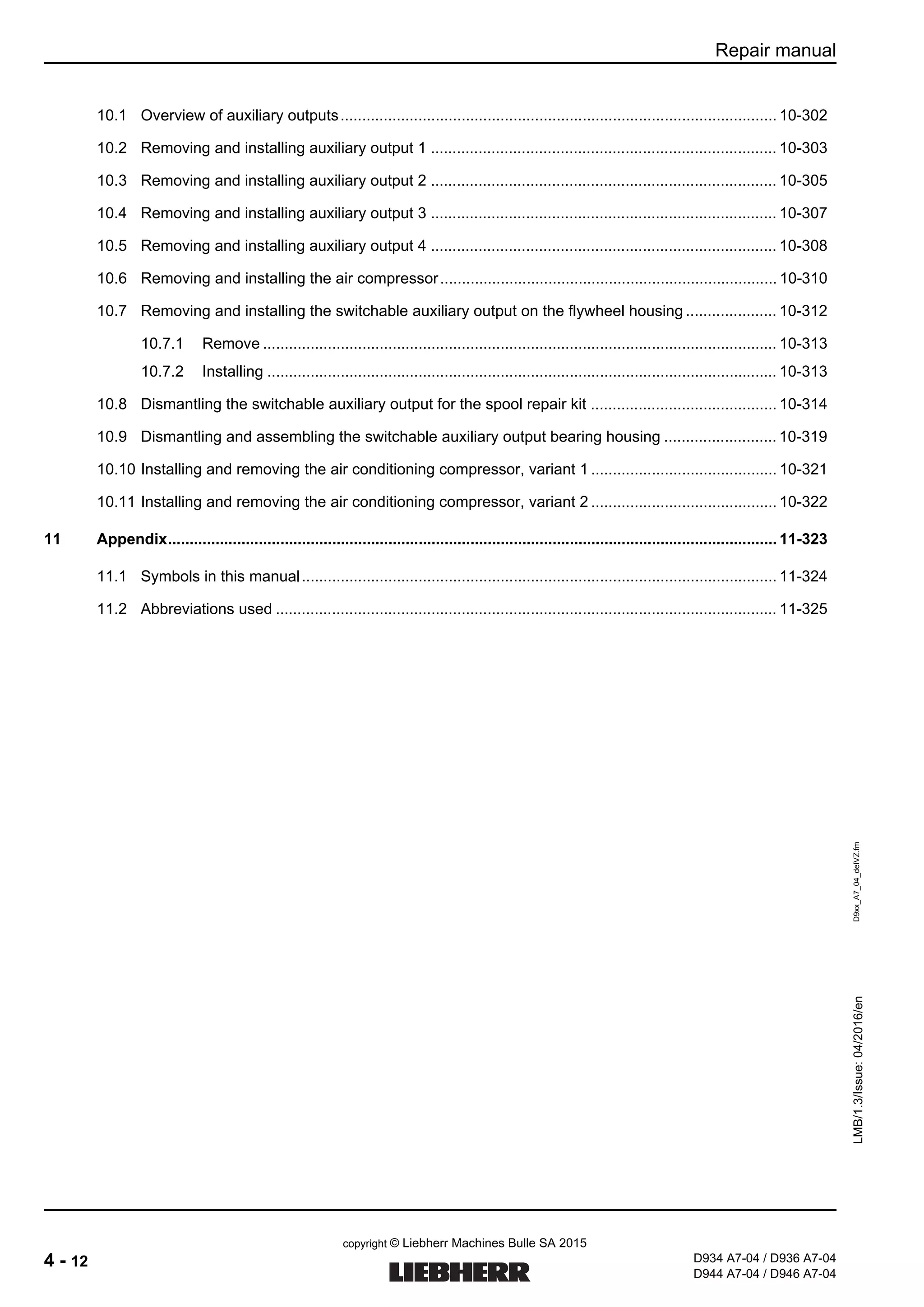 Liebherr d946 (a7 04) diesel engine service repair manual | PDF