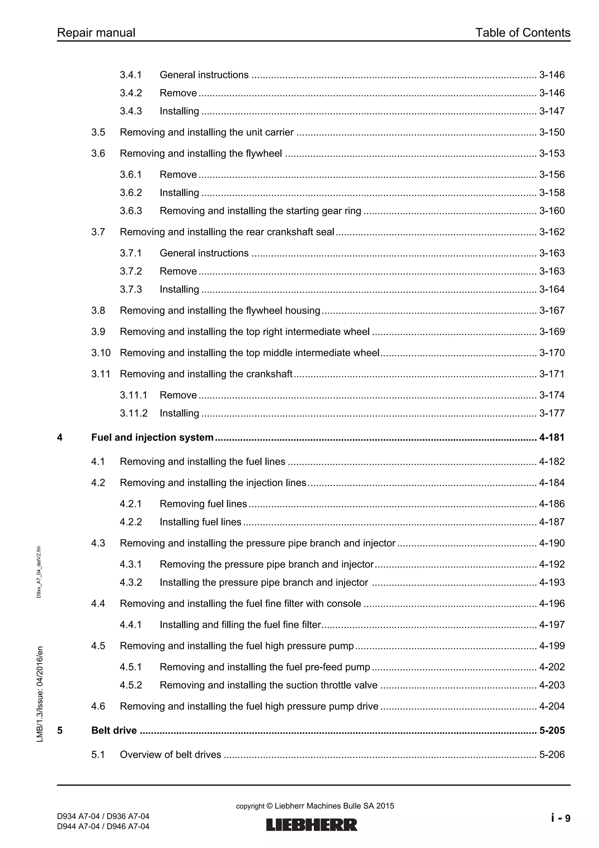 Liebherr d946 (a7 04) diesel engine service repair manual | PDF