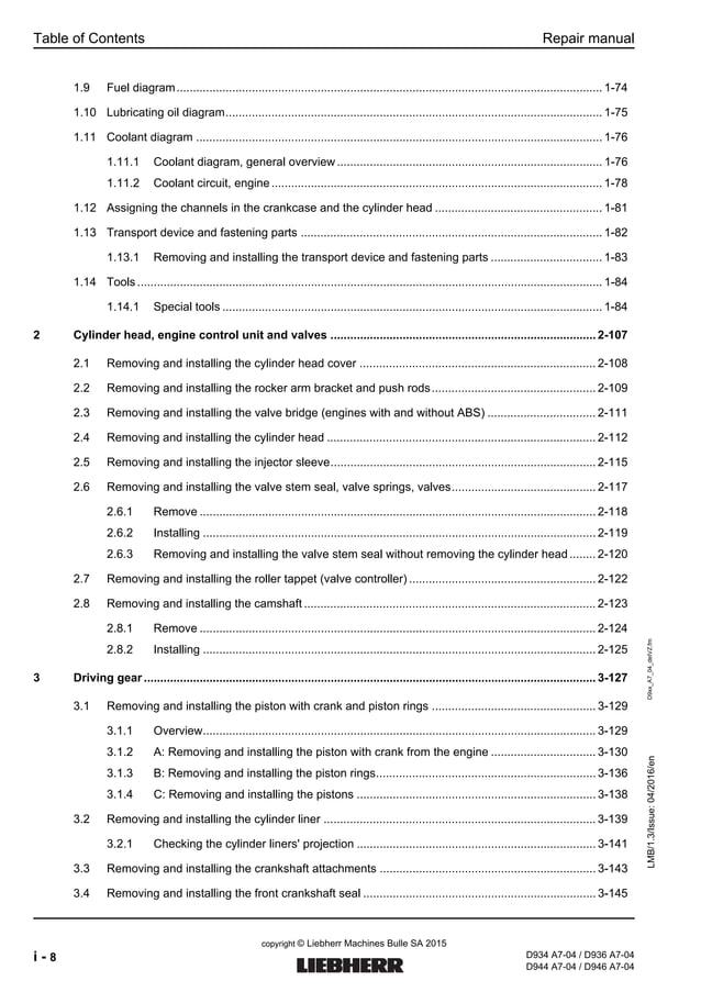 Liebherr d946 (a7 04) diesel engine service repair manual | PDF