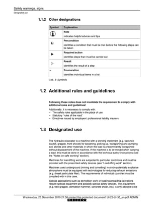 Liebherr lh22 1197 hydraulic excavator service repair manual | PDF