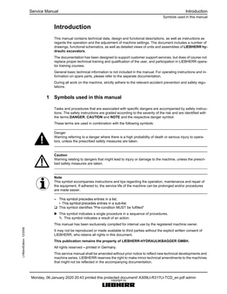 Liebherr r317 li ind-tcd hydraulic excavator service repair manual ...