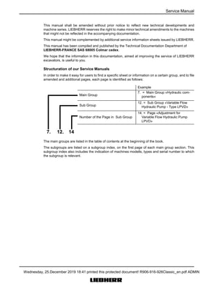 Liebherr r916 1306 classic hydraulic excavator service repair manual | PDF