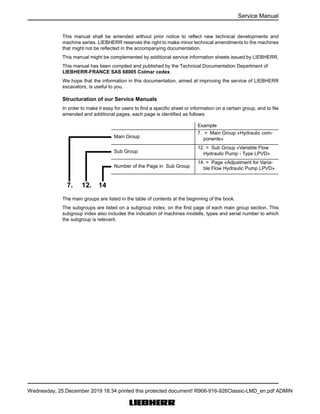 Liebherr r926 1235 classic hydraulic excavator service repair manual | PDF