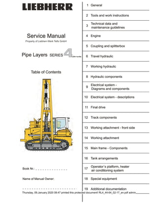 Liebherr rl4 44 litronic series 4 pipe layer service repair manual | PDF