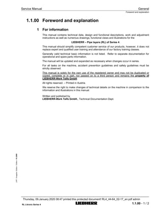 Liebherr rl4 44 litronic series 4 pipe layer service repair manual | PDF