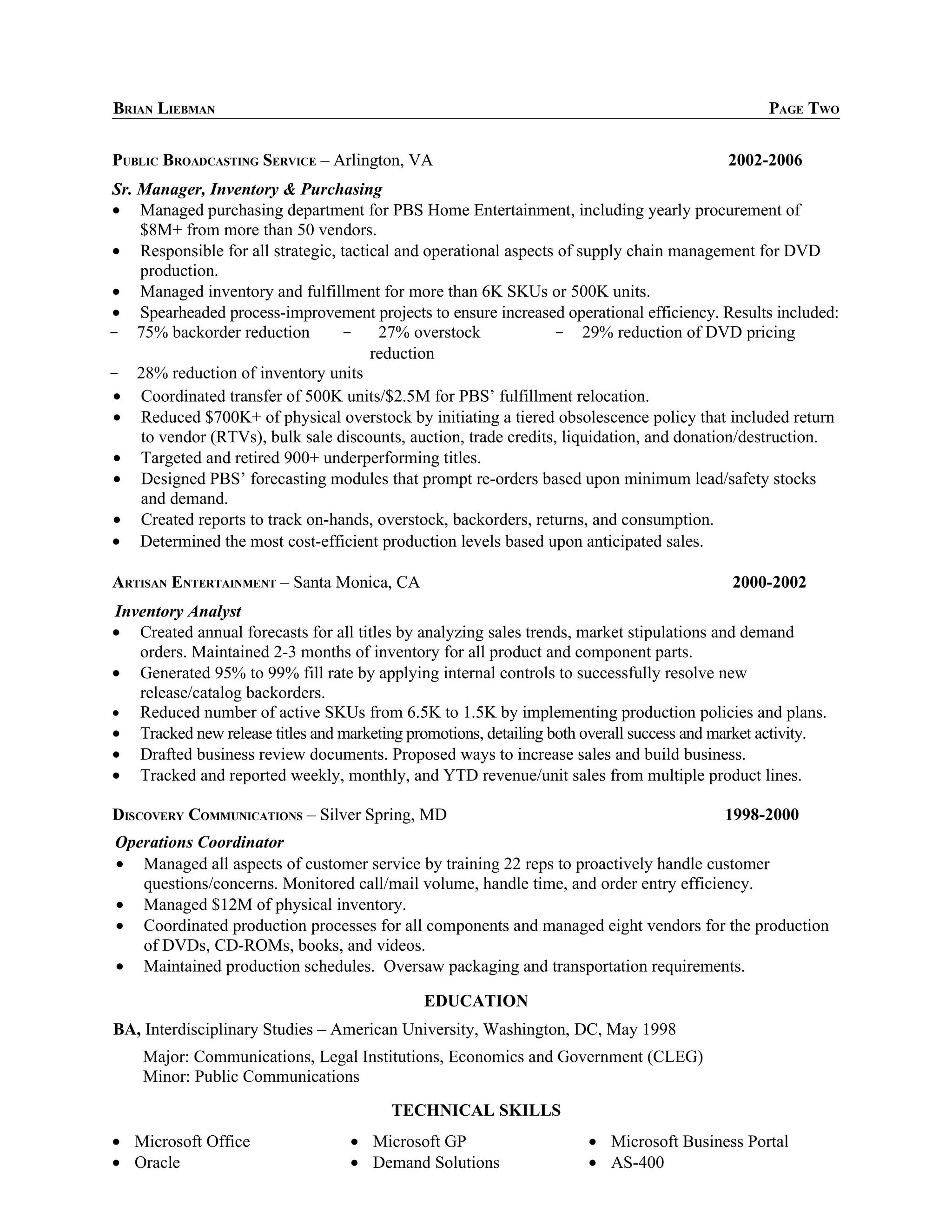Liebman Brian Resume | DOC