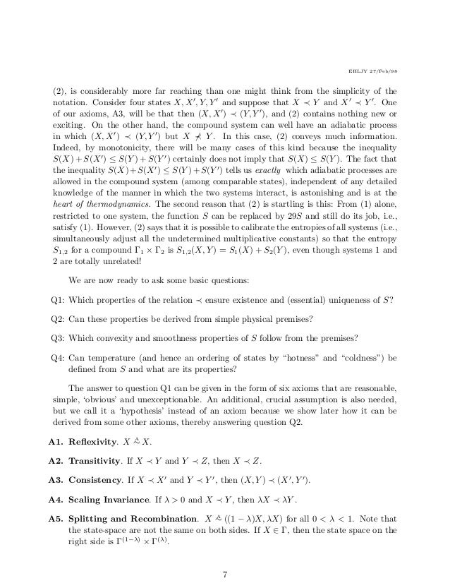 Lieb & yngvason a guide to entropy and the second law of thermodyna…