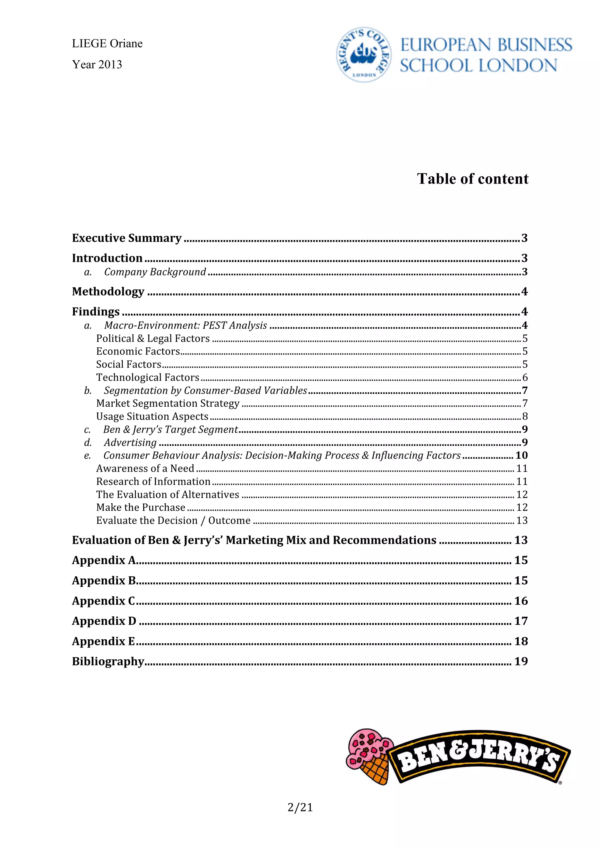Consumer Behaviour Report - Ben & Jerry's | PDF