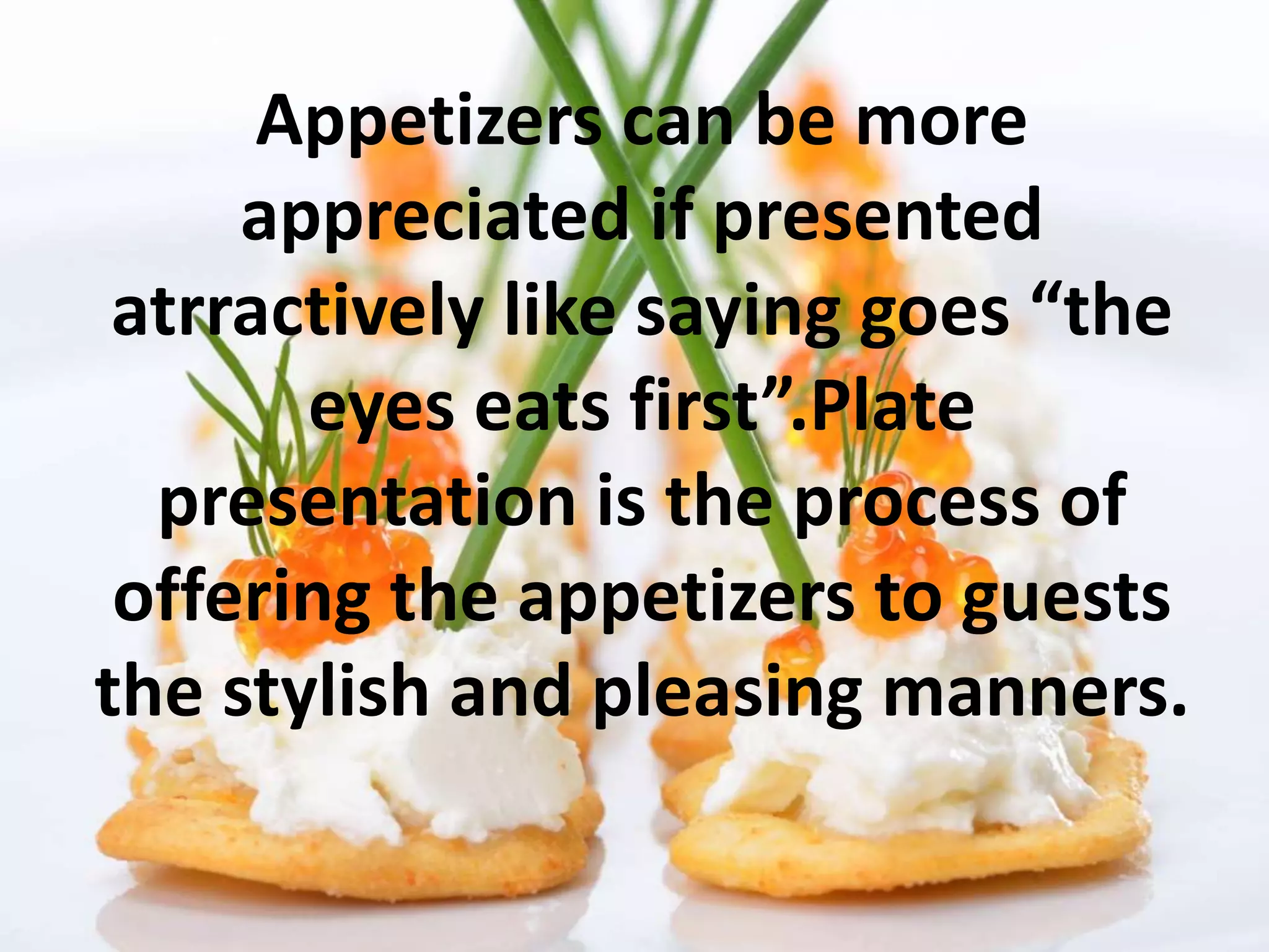 grade 9 cookery present a range of appetizer | PPTX