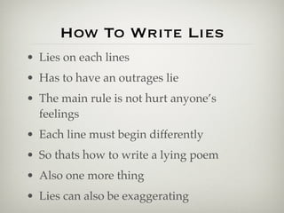 Lie poems | KEY