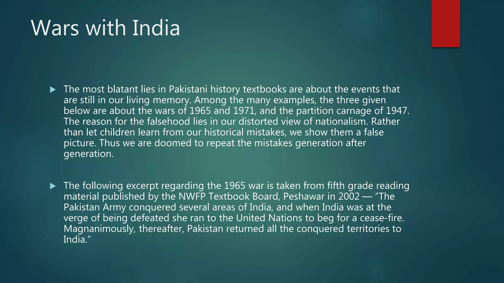Lie taught through pakistan textbooks | PPTX