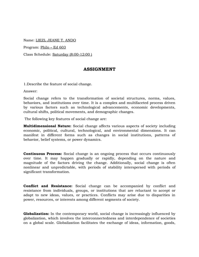 Assignment in Philosophy, psychosocial teaching | PDF