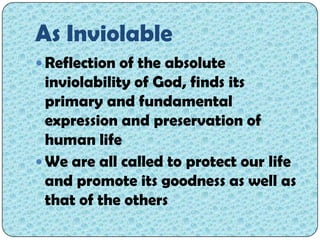 THE SANCTITY OF HUMAN LIFE | PPTX