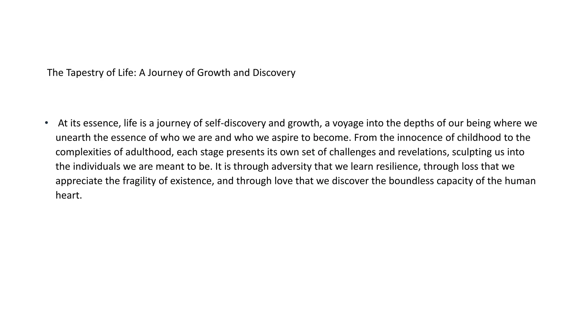 The Tapestry of Life: A Journey of Growth and Discovery | PPT