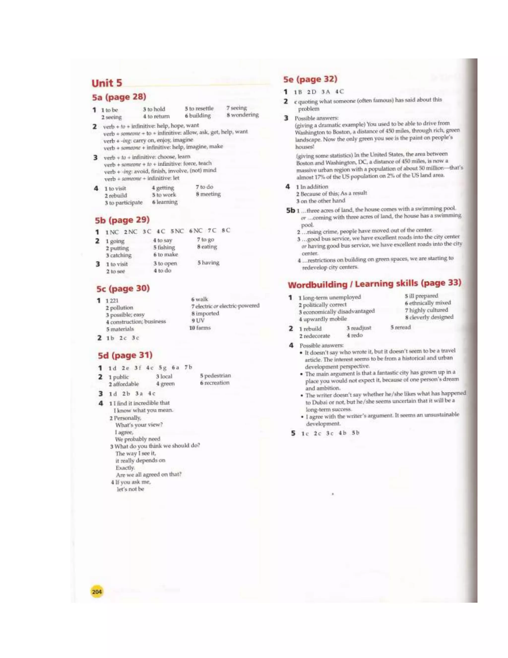 Life 5 A Workbook answer key | DOCX