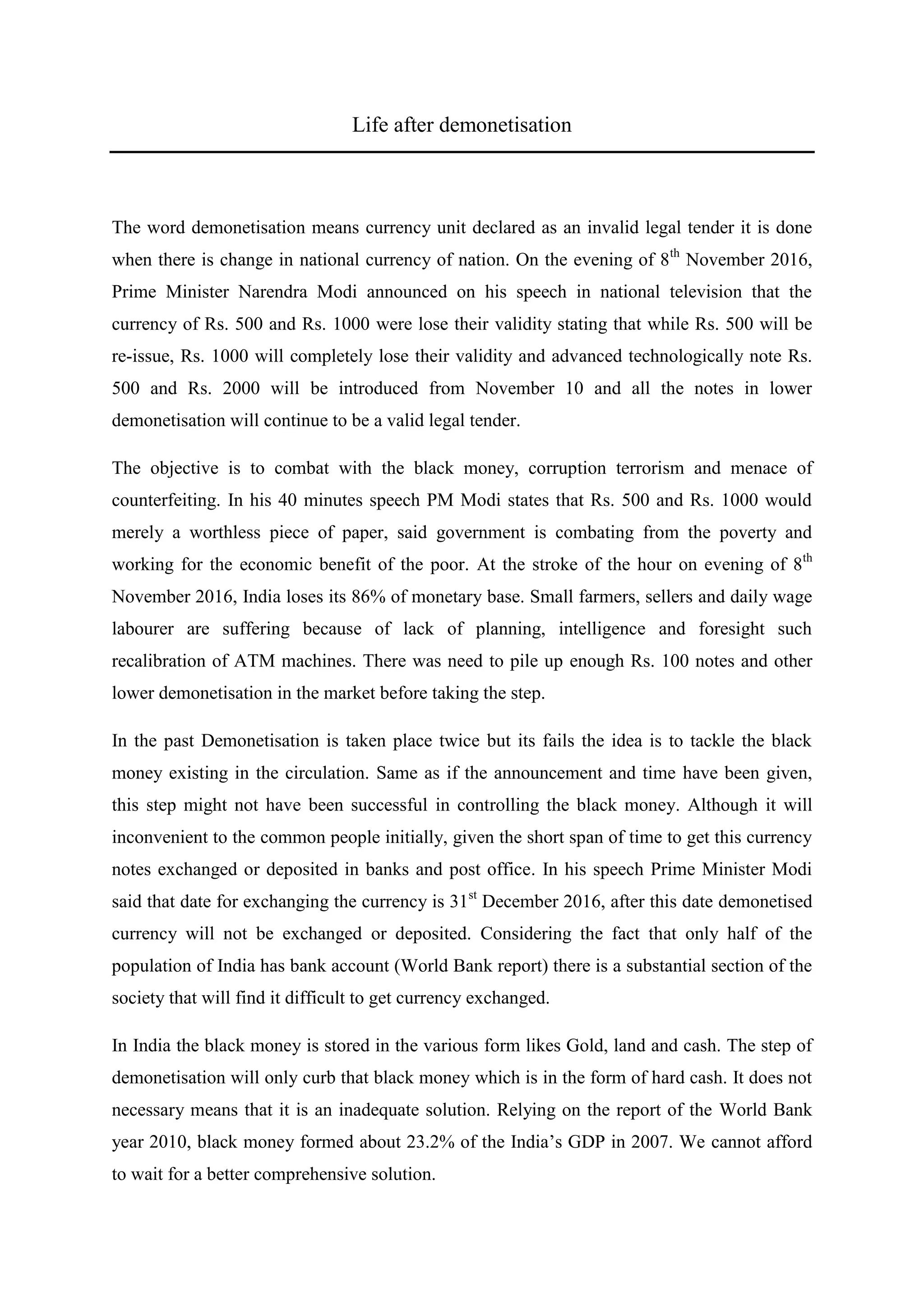 Demonetization | PDF