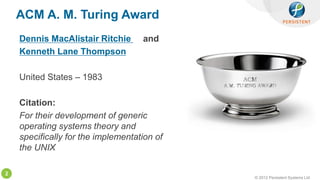 Life and Work of Ken Thompson and Dennis Ritchie | Turing Techtalk | PDF