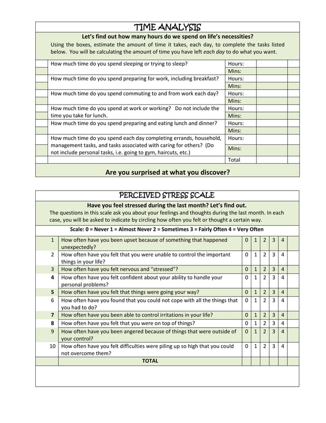 Life balance wheel, stress & time questionnaire | DOCX | Mental Health ...