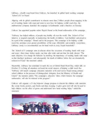 Lifebuoy launches 'School of 5' campaign. | PDF