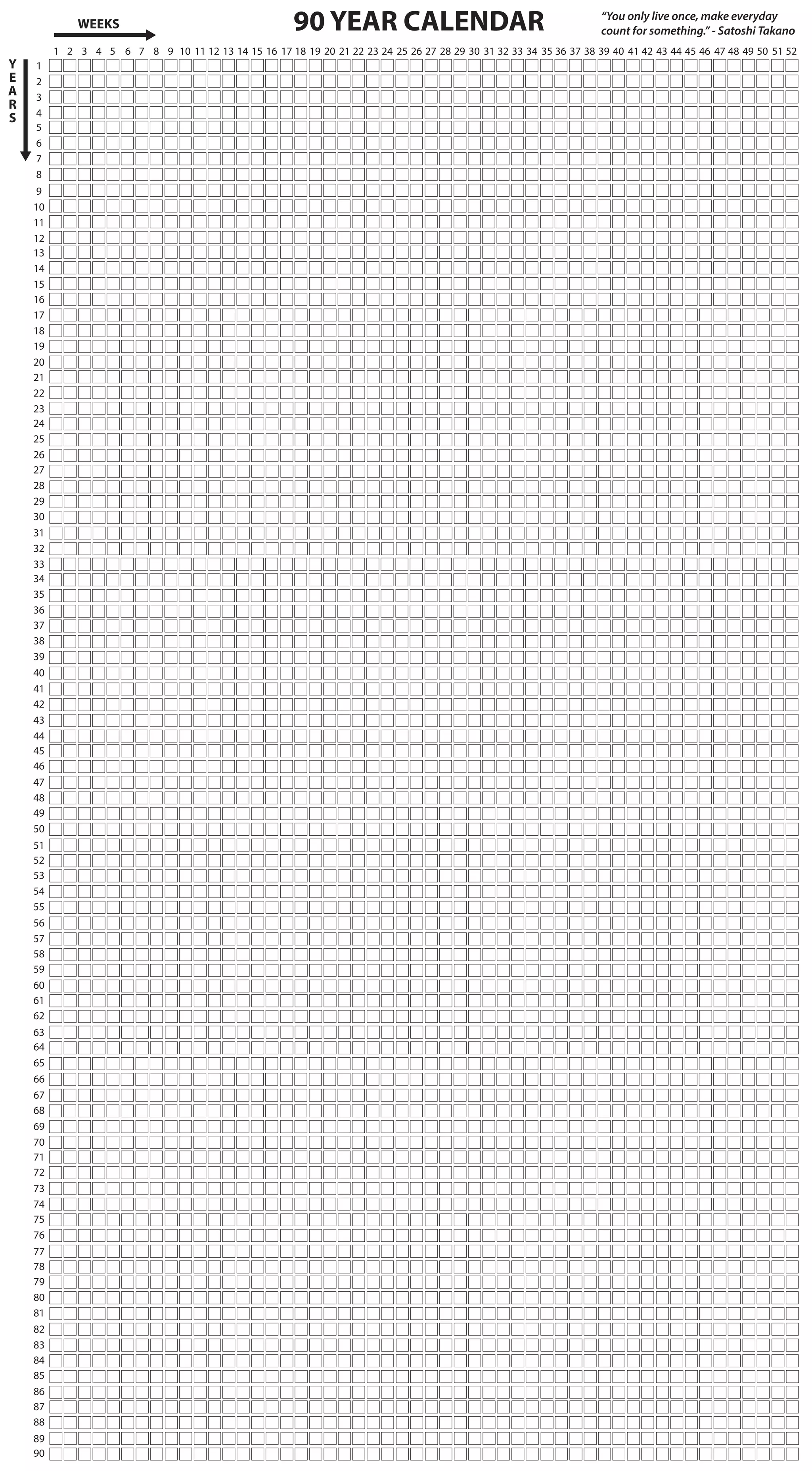 90 Year Life Calendar - Satoshi Takano | PDF