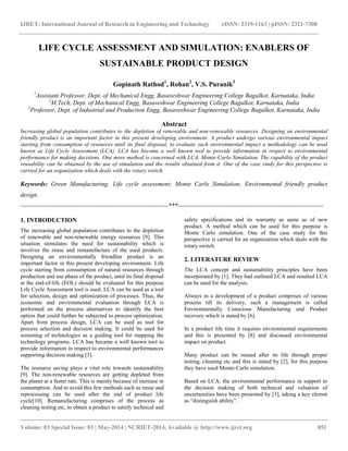 Life cycle assessment and simulation enablers of sustainable product design | PDF